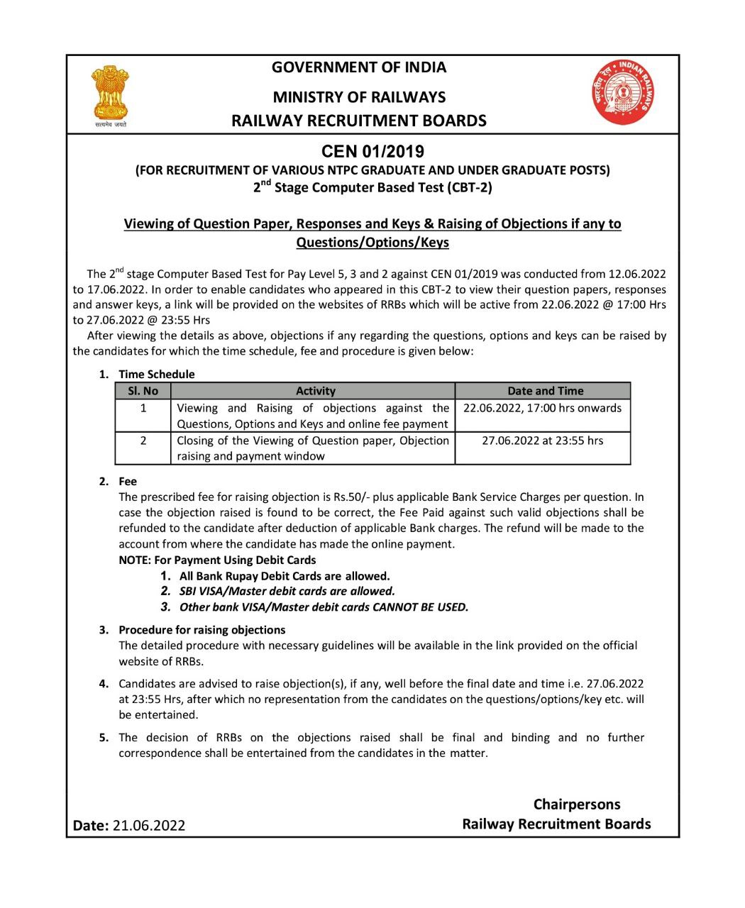 RRB NTPC CBT 2 Answer Key 2022 RRB NTPC Level 2 3 5 CBT 2 Answer Key 